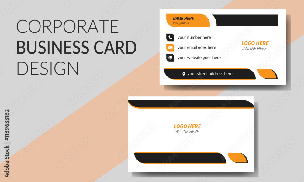 Simply modern elegant corporate business card design template with red ...