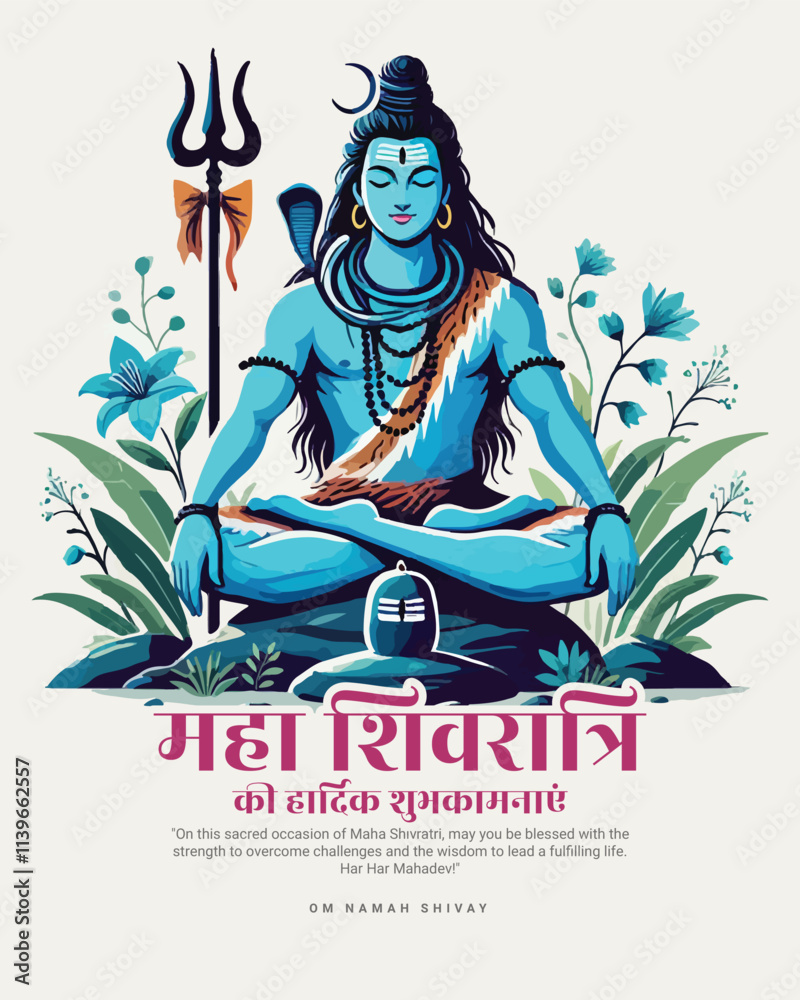 Happy Maha Shivratri Lord Shiva with Har Har Mahadeva Social Media Post ...