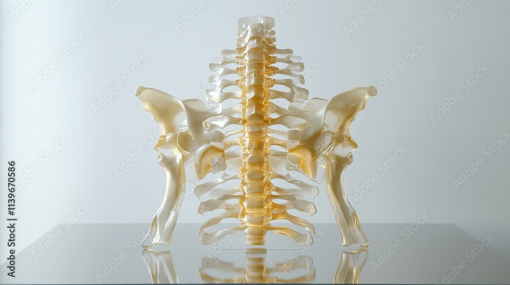 Complete spinal model showcases the cervical, thoracic, lumbar, and ...