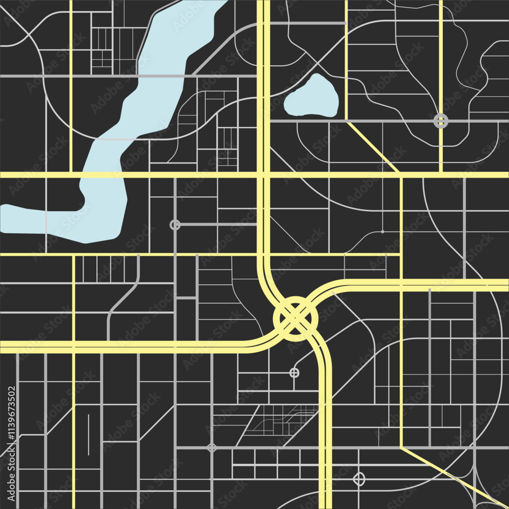 Editable vector street map of town as seamless pattern. Vector ...