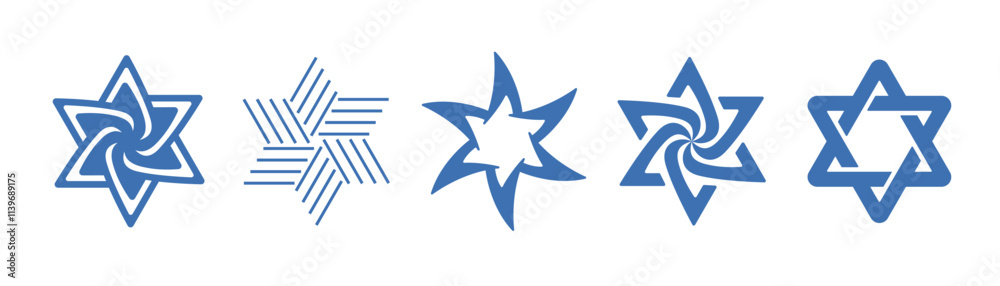Star of David set. Jewish religion symbol. Vector illustration on white ...