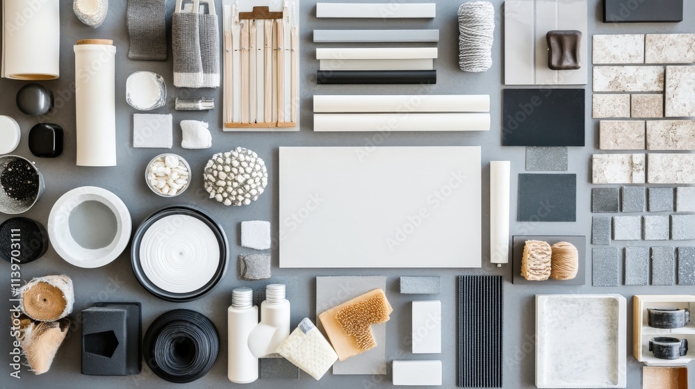 Interior Design Materials Samples Color Palette Stock Illustration ...