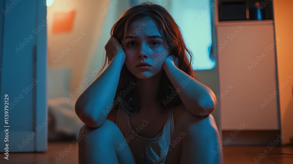 Teenage Girl with Mental Health Struggle, Expressing Anxiety and ...