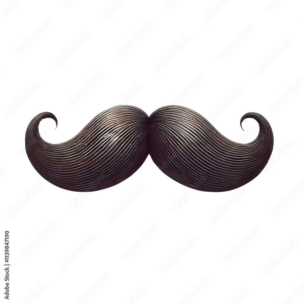 Stylized representation of a classic, curled moustache displayed in a ...