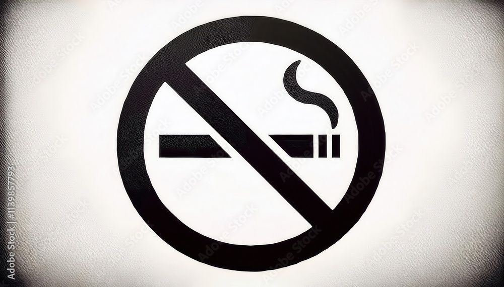Universal "No Smoking" Symbol with Cigarette and Smoke Behind Black ...