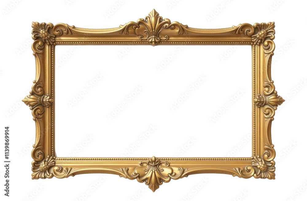 Old antique gold vintage decorative frame horizontal format cut out ...