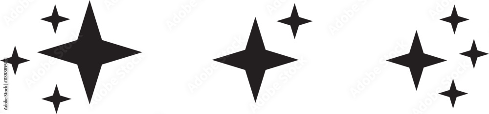 sparkle star icon set. simple star burst symbol. transparent png and vector illustration. Stock ...