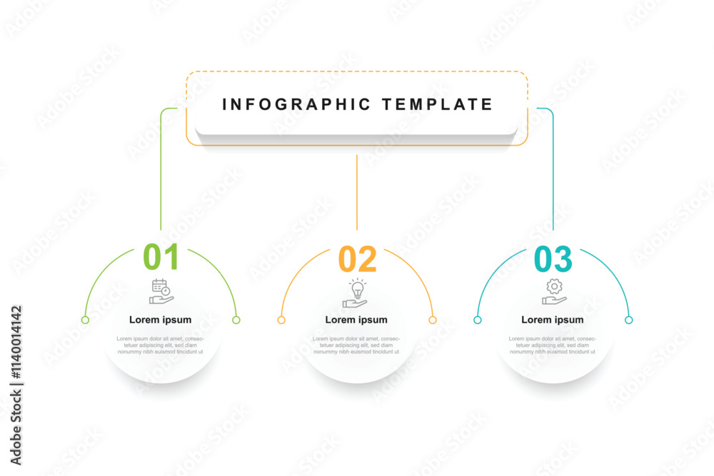 3 step model diagram infographic suitable for workflow, business ...