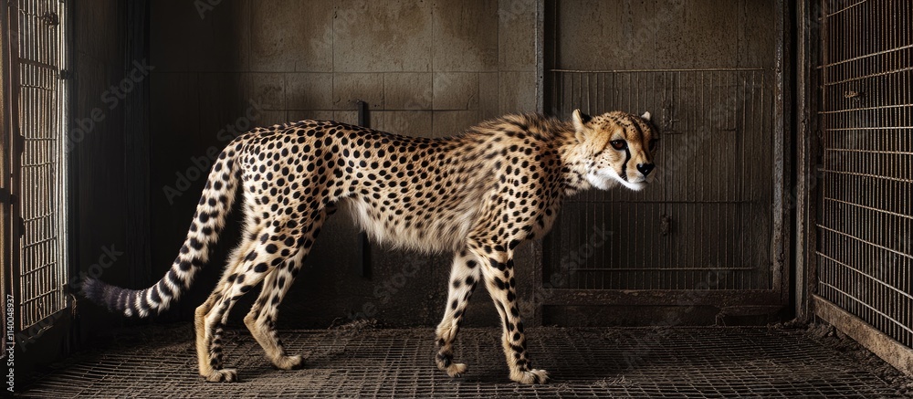 Cheetah in captivity showcasing its grace and agility in a confined ...