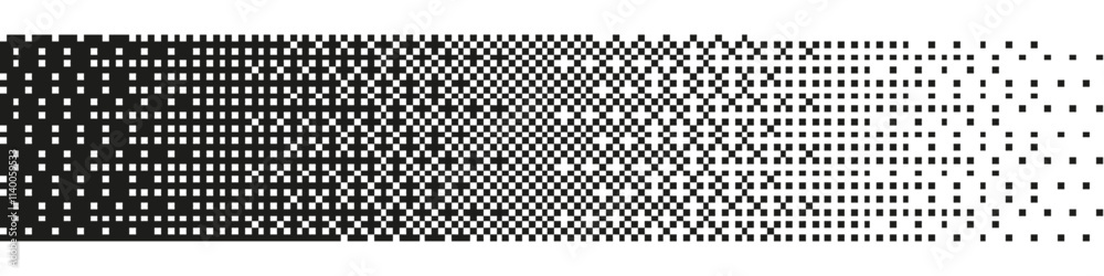 Abstract pixel pattern with fading dots and geometric shapes. Digital ...