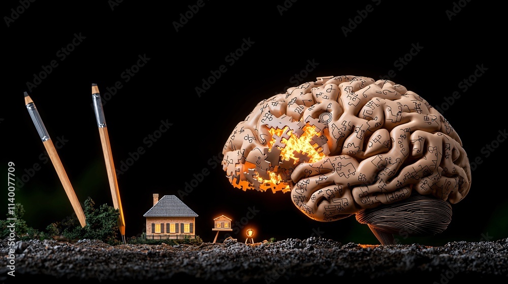 Memory loss alzheimer disease concept. A surreal composition featuring ...