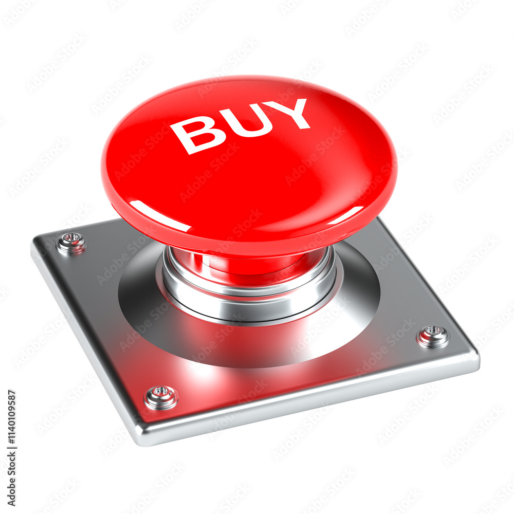 Red buy button on transparent background is waiting to be pushed Stock ...