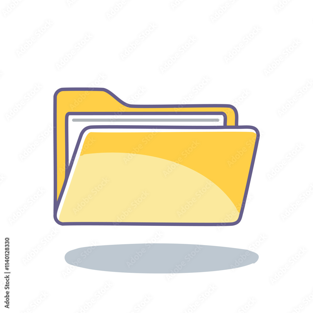 Digital file folder icon. Yellow file folder icon; symbolizes ...