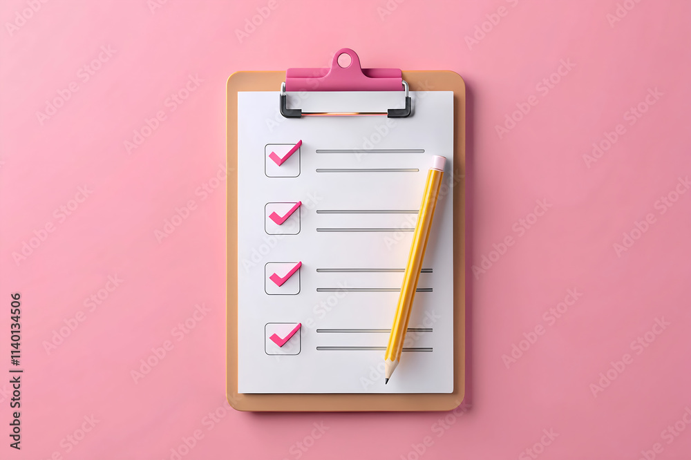 3d paper clipboard task management todo check list with pencil fast ...