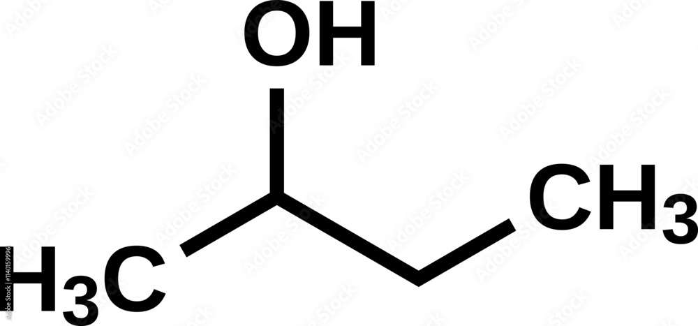 2-Butanol structural formula, butyl alcohol Stock Vector | Adobe Stock