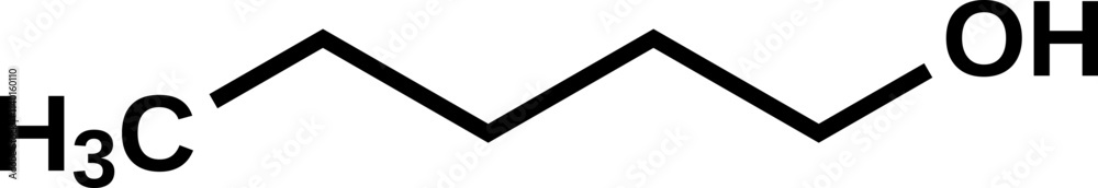 1-Pentanol structural formula, amyl alcohol Stock Vector | Adobe Stock