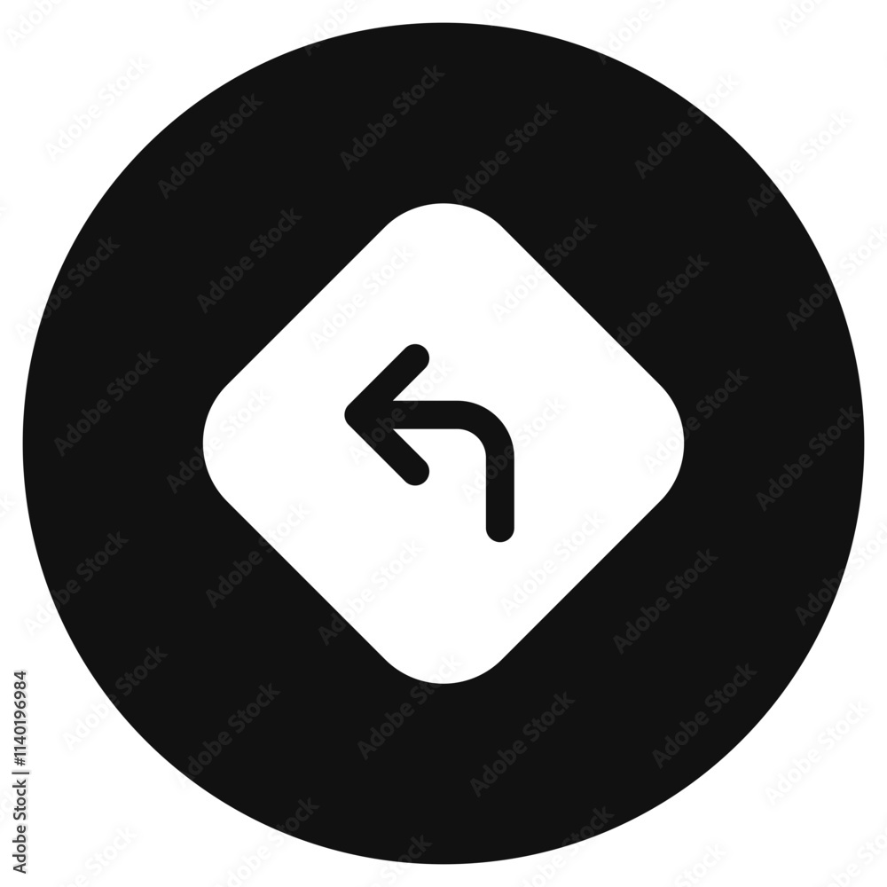 Editable turn left vector icon. Map, location, navigation. Part of a ...