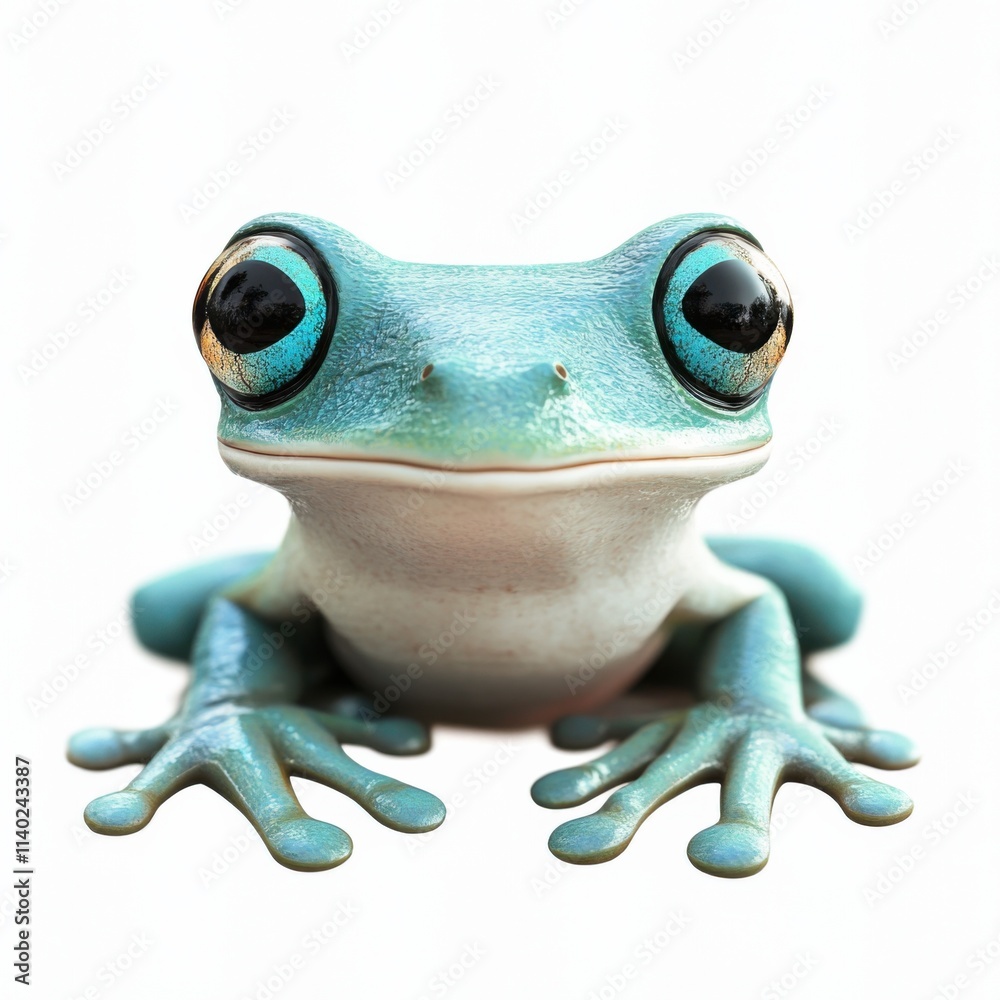 Cute Mindanao island tree frog, cartoon character design, 3D rendering ...