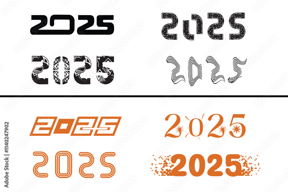 2025 icon set. 2025 new Year logo. 2025 numbers logo. Vector ...