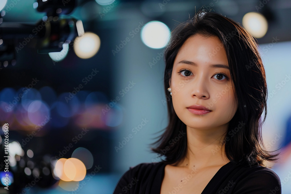 Generative AI professional male female Television Reporter in broadcast ...