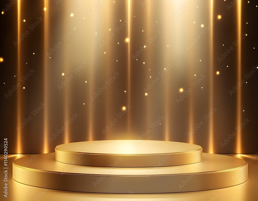 Foto de Stock Gold background podium award stage light golden win 3D ...