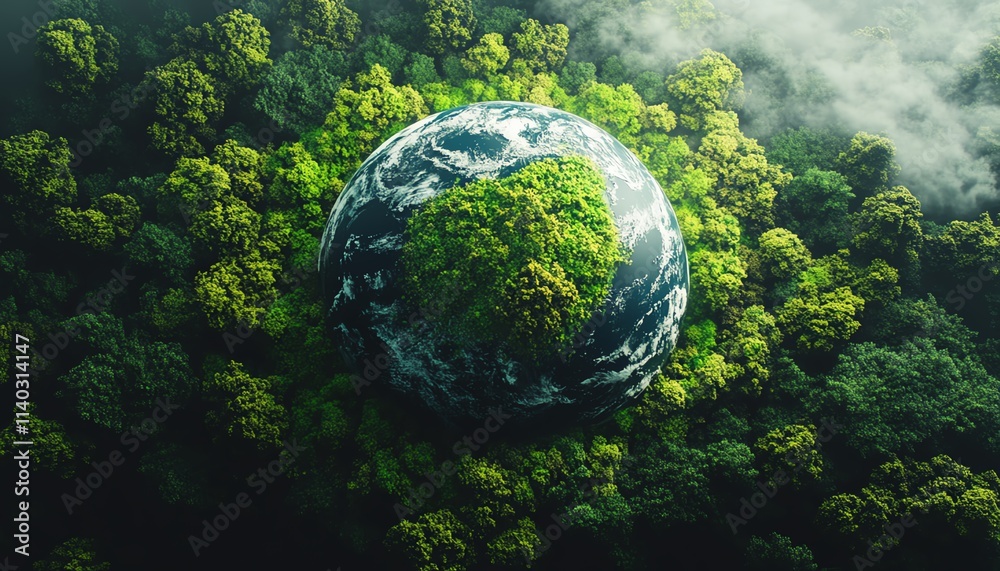 Generative AI representation of the balance between lush green nature ...