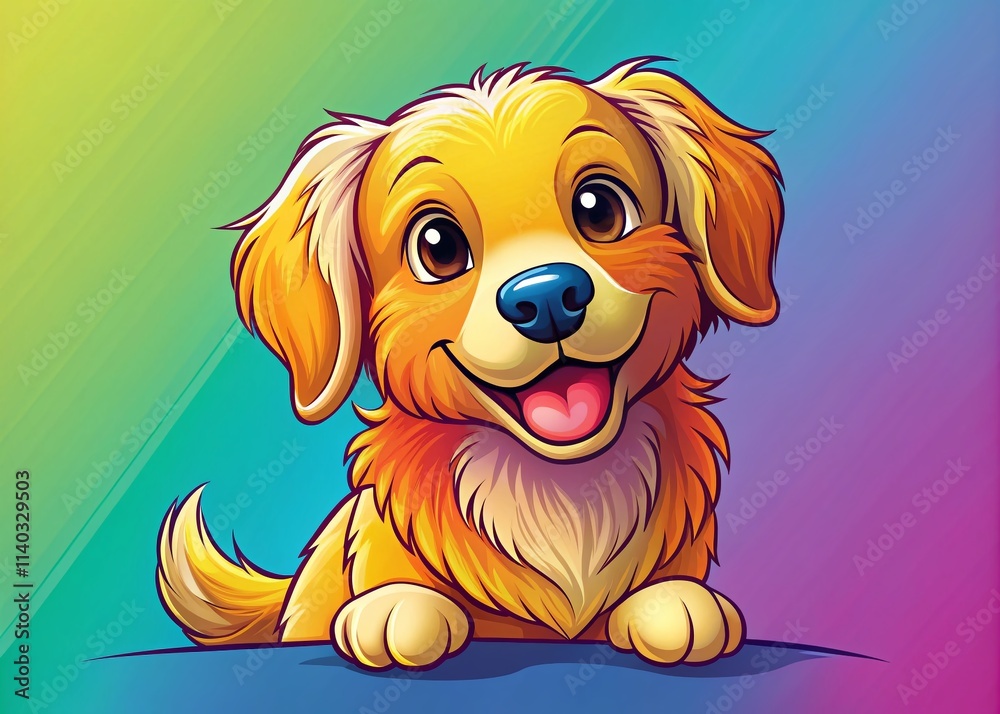 Cute Cartoon Dog Art, Funny Puppy Illustration, Adorable Dog Drawing ...
