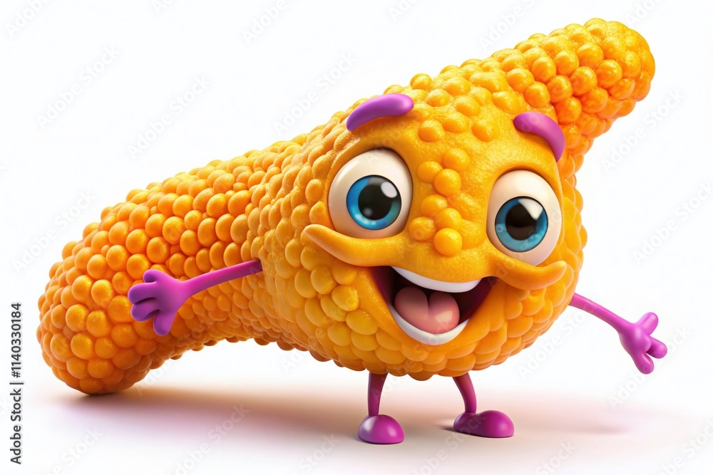 Cute Cartoon Pancreas Illustration, Fun Pancreatic Anatomy, Happy ...