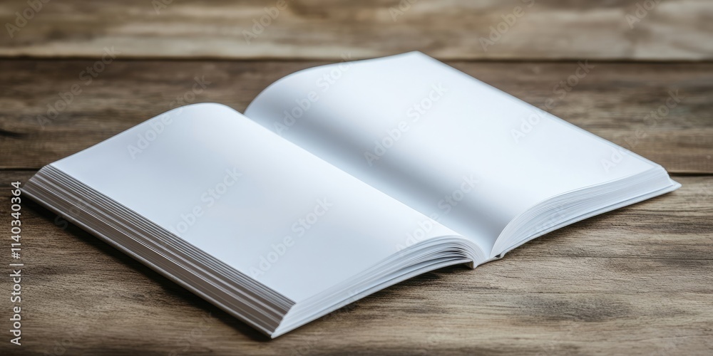 Mockup book featuring a blank open page, ideal for showcasing catalog ...