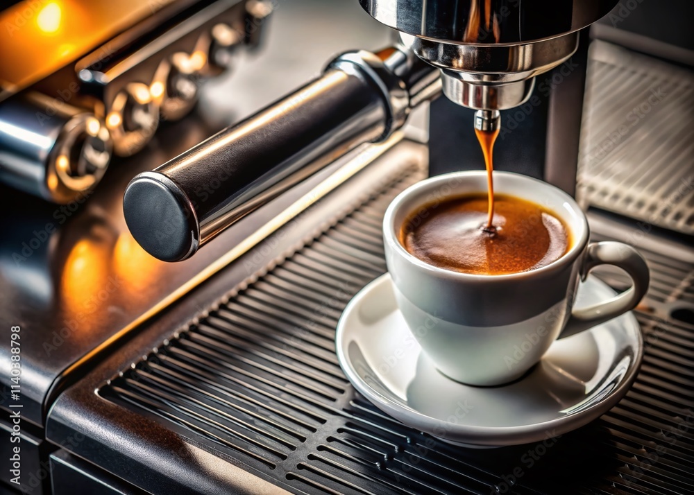 Espresso Machine Coffee Brewing Process, White Cup, Coffee Making ...