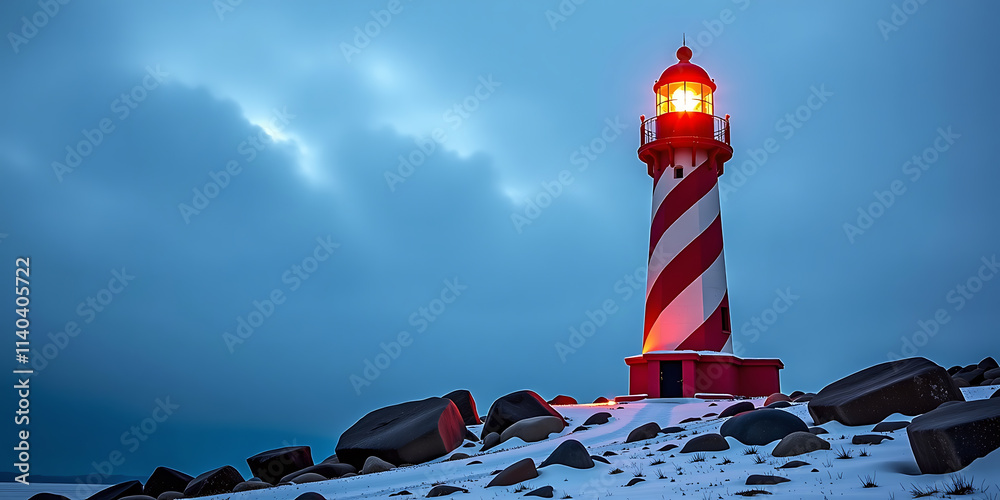 Candy Cane Lighthouse - A lighthouse glowing with peppermint lights ...