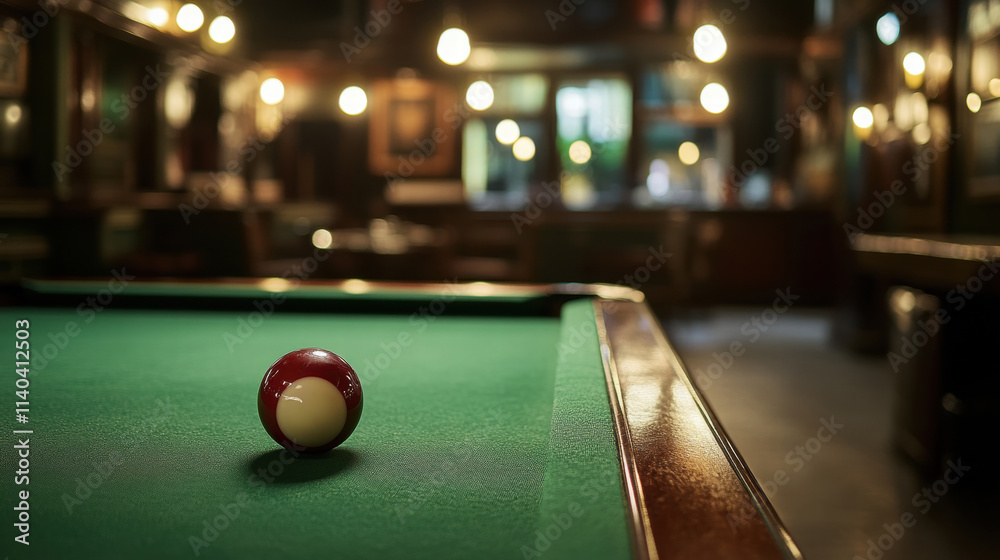 Empty Snooker Hall Indoor Location Pool Table Scene Ground-Level View ...