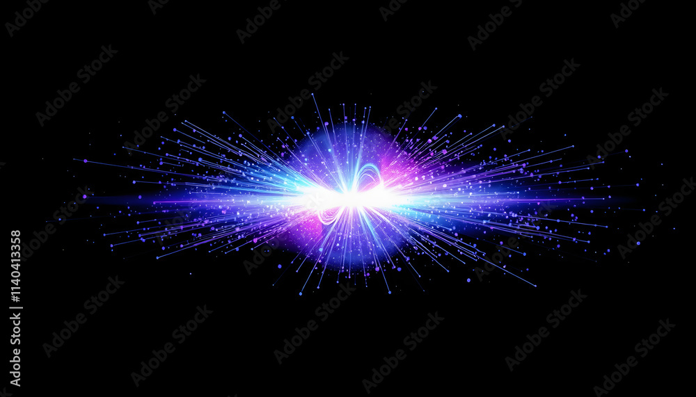 abstract orb-shaped with a blue and purple particle energy burst visual ...