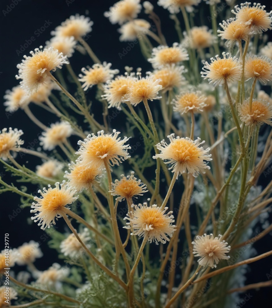Detailed view of Aspergillus conidiophores with phalides and ...