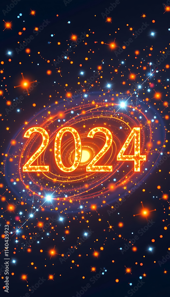 Galaxy Transition - Stars aligning to form "2024" before transitioning ...