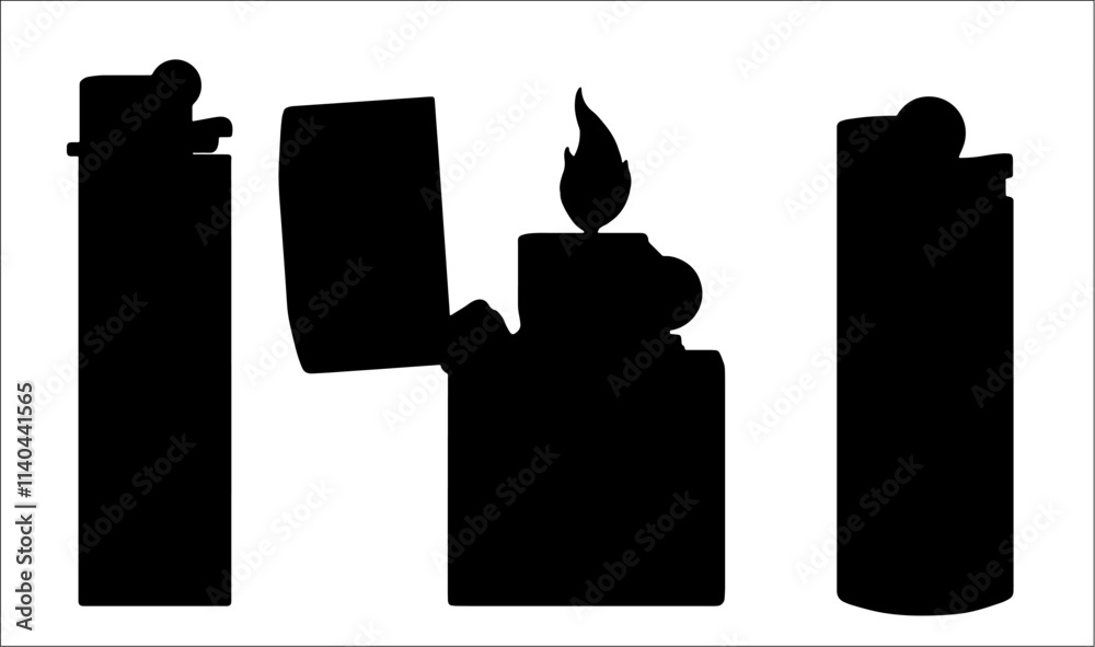 Outline drawing of a lighter. Different types of lighters. Handmade ...