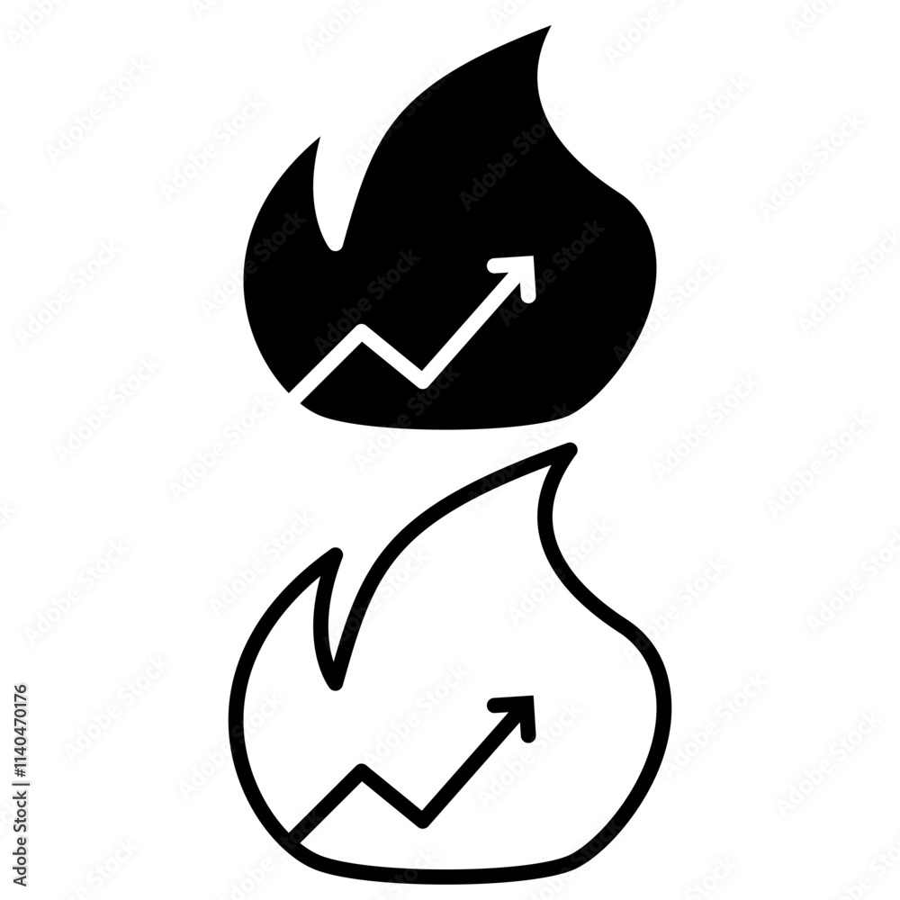 trending fire icon, simple flat style, illustration, logo sign symbol pictogram template, for ui ...