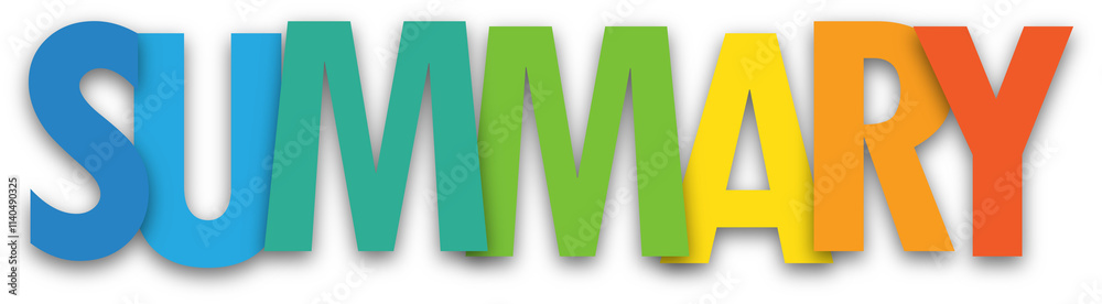 SUMMARY colorful typography banner on transparent background Stock ...