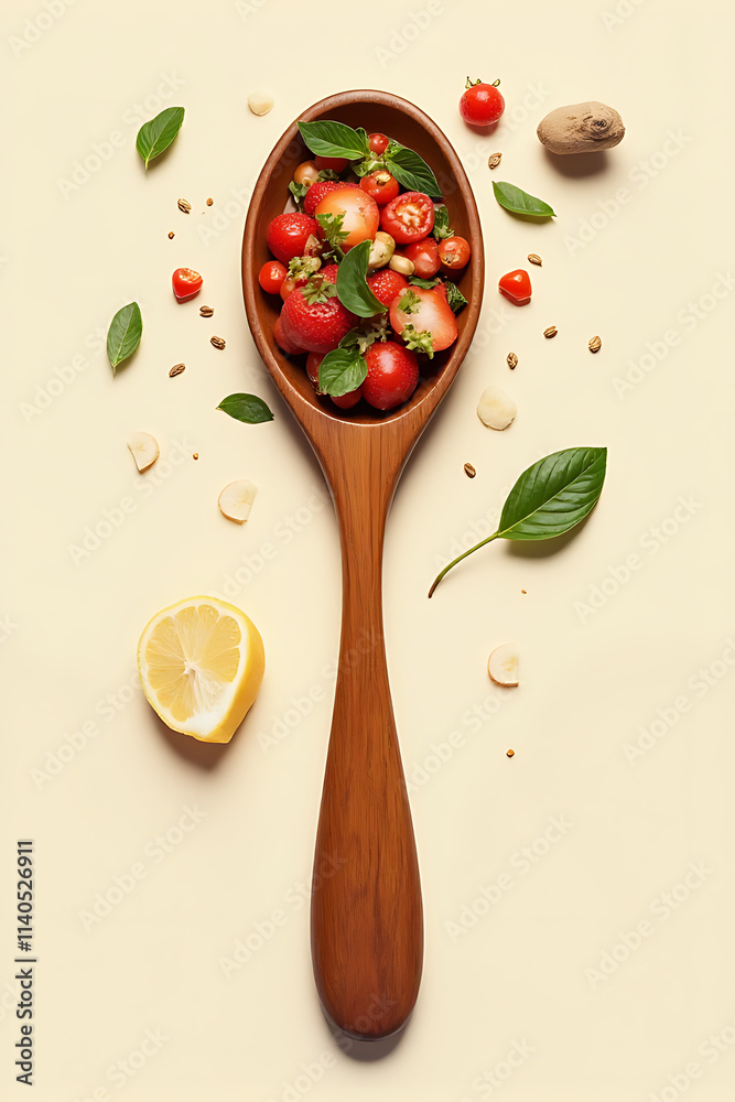 Wooden spoon design concept for key visual in food menu commercials and ...