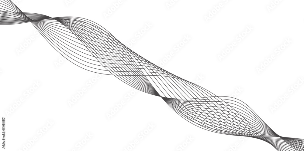 Abstract wavy grey stream element for design on transparent background ...