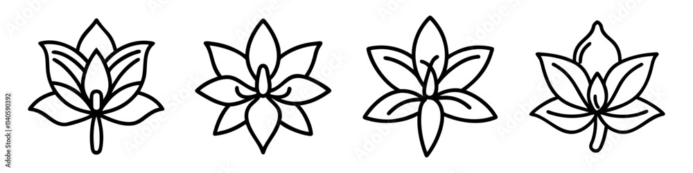 hosta icon, flower line art, flower icon - Minimalistic black outline ...
