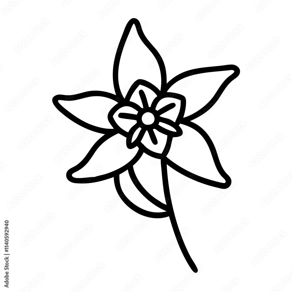 columbine icon, flower line art, flower icon - Minimalistic black ...