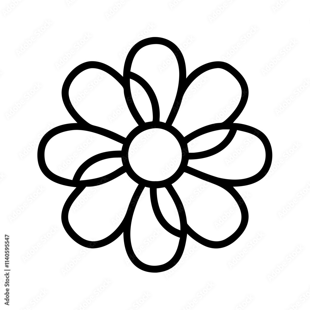 daisy icon, flower line art, flower icon - Minimalistic black outline ...