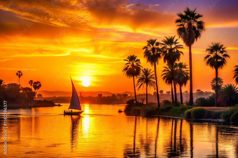 Nile River Silhouette Photography: Stunning Sunset, African Landscape ...