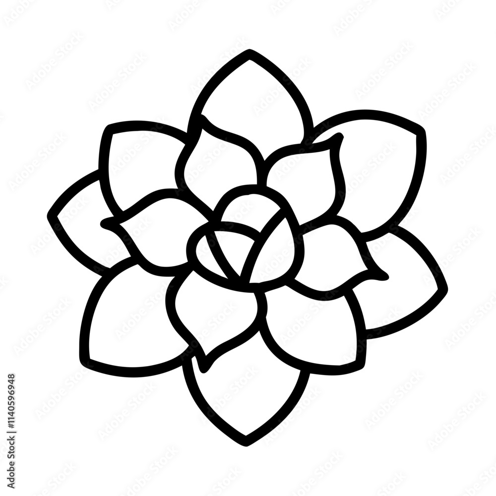 gardenia icon, flower line art, flower icon - Minimalistic black ...
