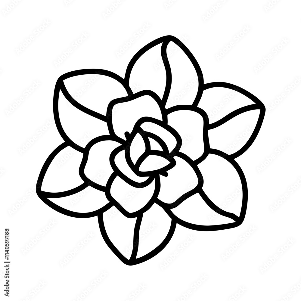 gardenia icon, flower line art, flower icon - Minimalistic black ...