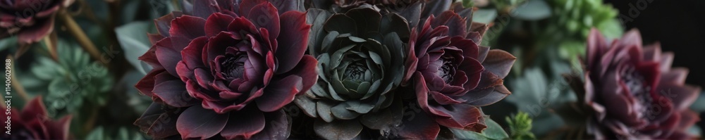 Side view of a mature black rose aeonium arboreum zwartkop with its ...