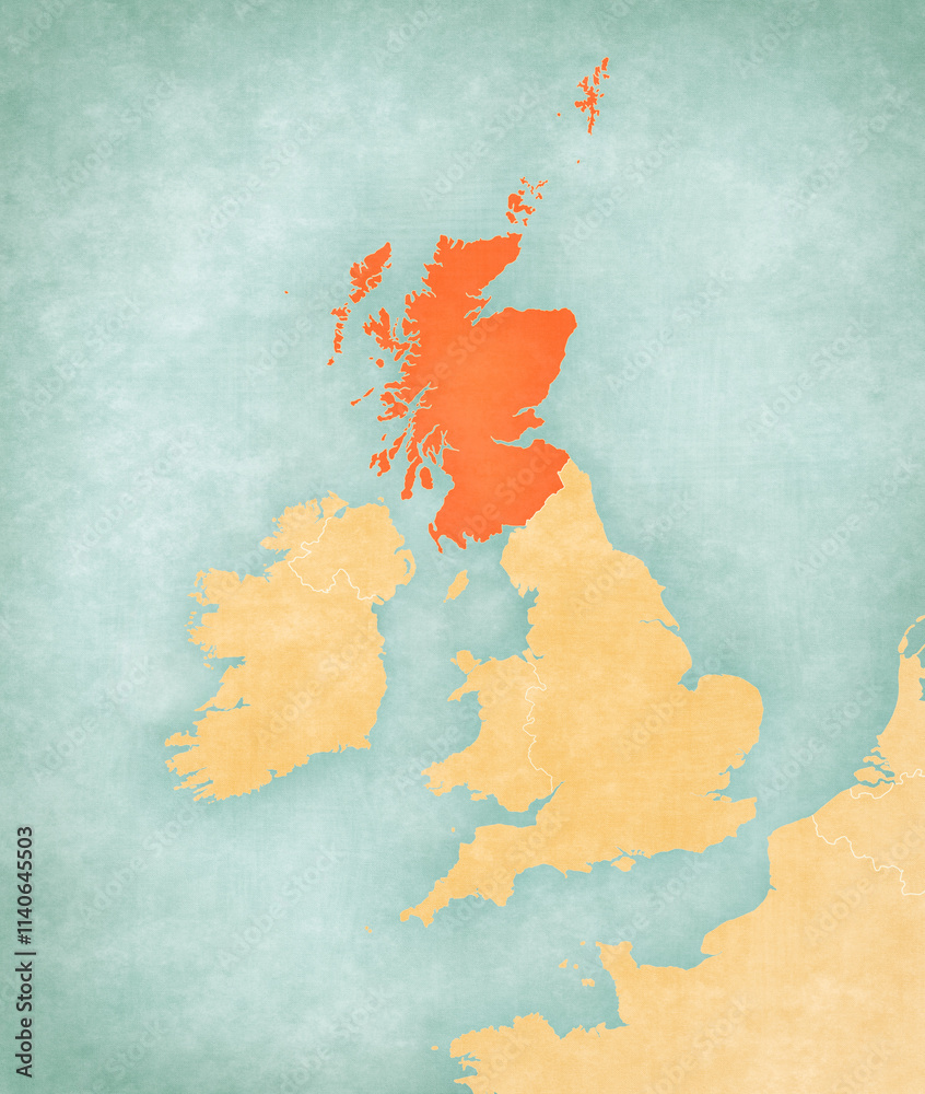 Map of British Isles - Scotland Stock Illustration | Adobe Stock