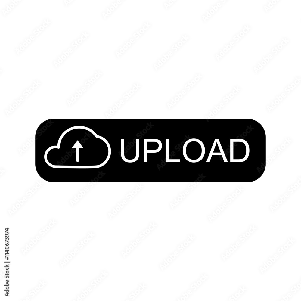 Vector de Stock upload button icon, simple flat style, illustration ...