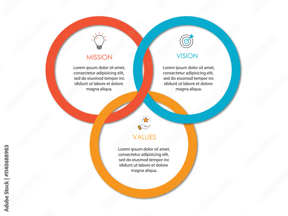 Mission, vision, values, graphic design template.eps 10 on white ...
